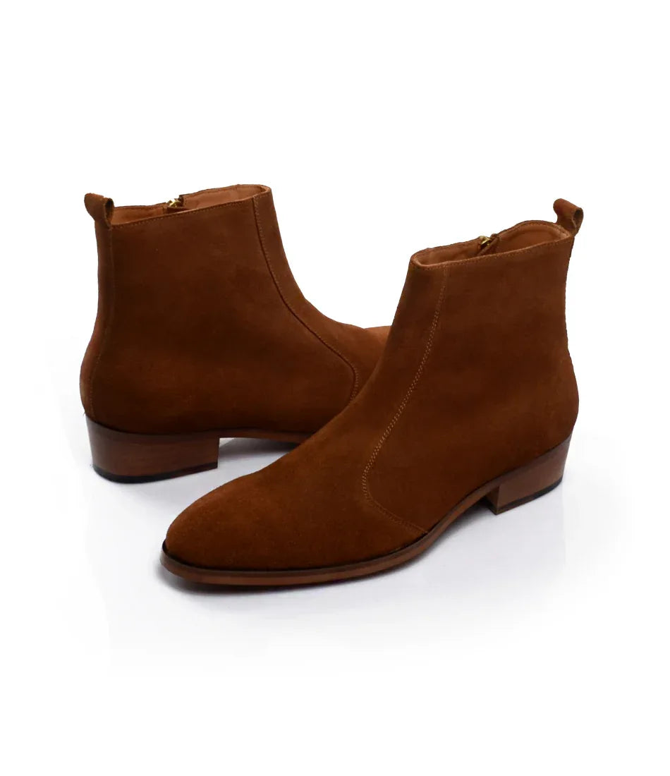 Pelle Santino - Cuban Zipper Boots - Beige Suede - best Suede boots in ...