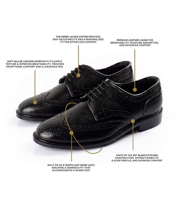 Full Brogue Derby - Black (Wide) - Best shoes for wide broad feet in ...