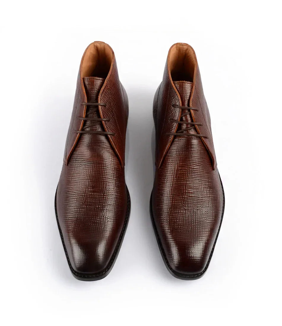 Chukka Boots - Brown Hatch-Grain - Best hand-made boots in India – The ...