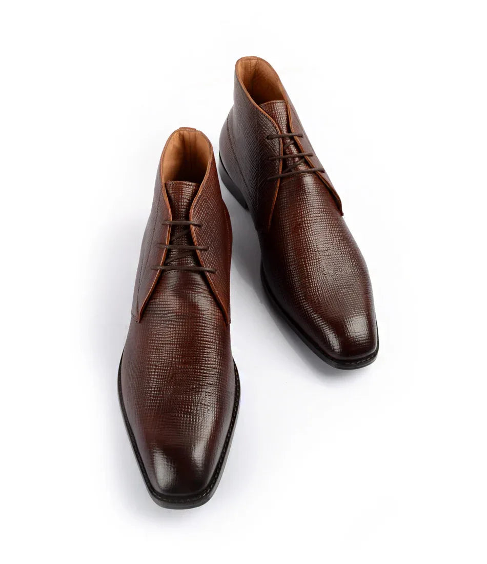 Chukka Boots - Brown Hatch-Grain - Best hand-made boots in India – The ...